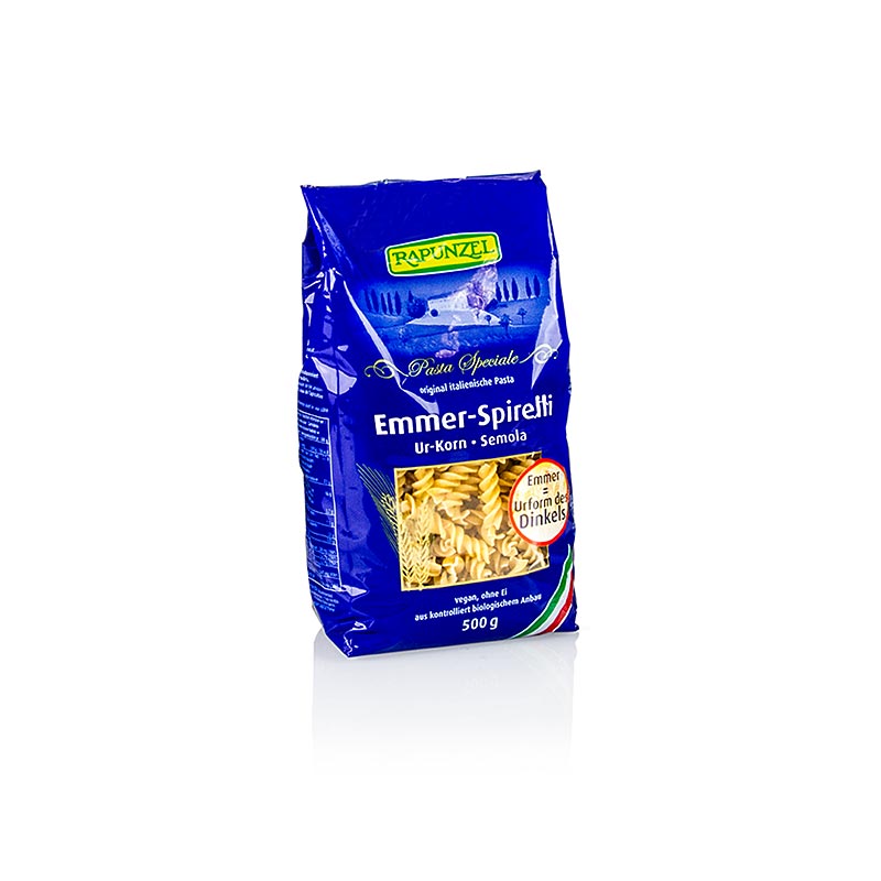 Rapunzel Emmer Nudeln - Spirelli Semola BIO 500 g | Pasta + Reis + Hülsenfrüchte | Bio | DELI-VINOS